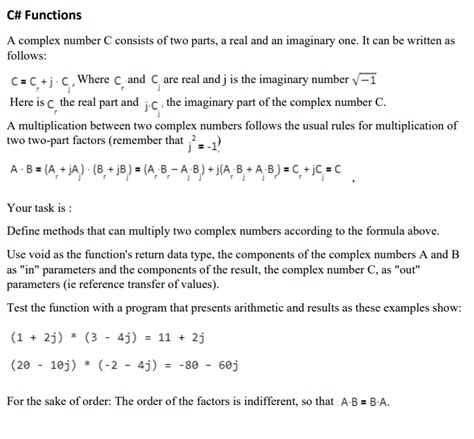 solved c functions a complex number c consists of two