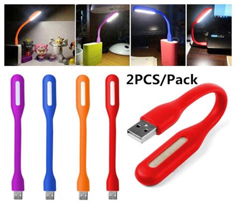 휴대용 미니 Usb 충전식 Led 야간 조명 2 개 책상 노트북 Pc 노트북 독서용 실내 조명