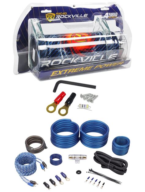 Rockville Rxc4d 4 Farad12 Volt Digital Power Capacitorrwk41 4 Awg Amp