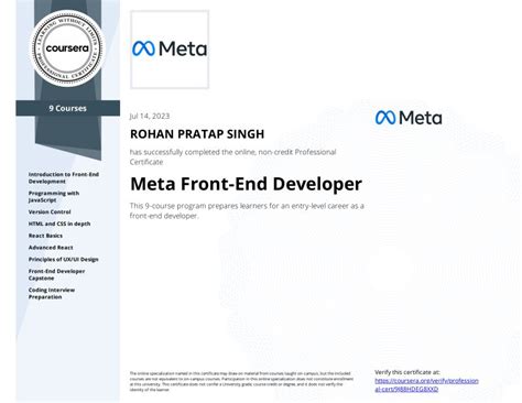Rohan Pratap Singh On Linkedin Frontenddeveloper Coursera Meta