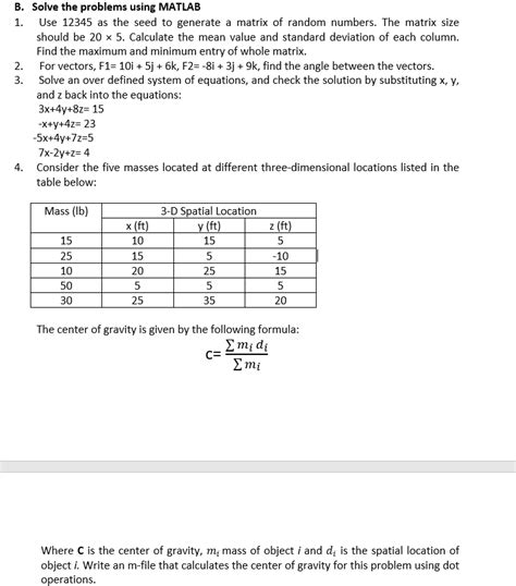 solved b solve the problems using matlab 1 use 12345 as