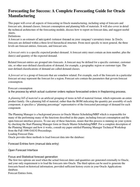 Forecasting Guide For Oracle Manufacturing Pdf Seasonality Forecasting