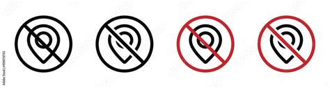No Gps Vector Icons Invalid Location Vector Signs Set Prohibited Pointer Vector Symbols