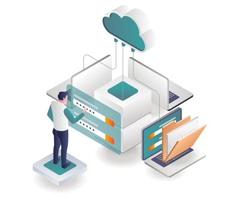 Man Entering Big Data Password And Network 4689145 Vector Art At Vecteezy