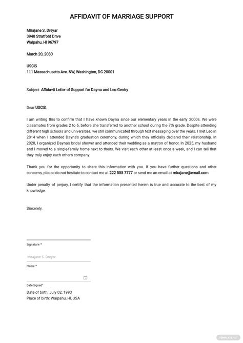 Affidavit Of Support Template Letter Best Templates Resources