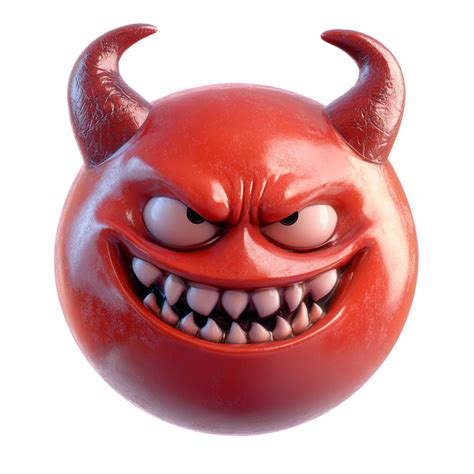 Red Angry Devil Face Emoji With Horns 57350526 Png