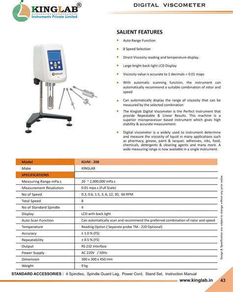 Digital Viscometer Kinglab Instruments Pvt Ltd