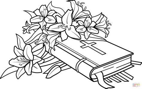 부활절 백합과 성경 색칠하기