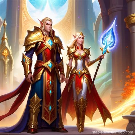 Blood Elf Paladin And Priest In Wow Stable Diffusion Online