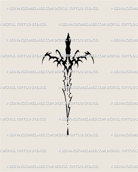 Mini Neo Tribal Sword Tattoo Stencil Small Dagger Flash Design Servingsomelines