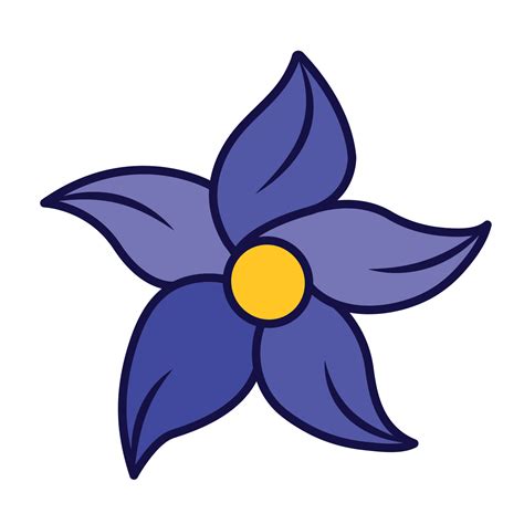 Blueish Purple Flower Petal Simple Colored Vector Icon Isolated On