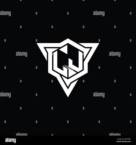 Lj Letter Logo Monogram Hexagon Shape With Triangle Outline Sharp Slice Style Design Template