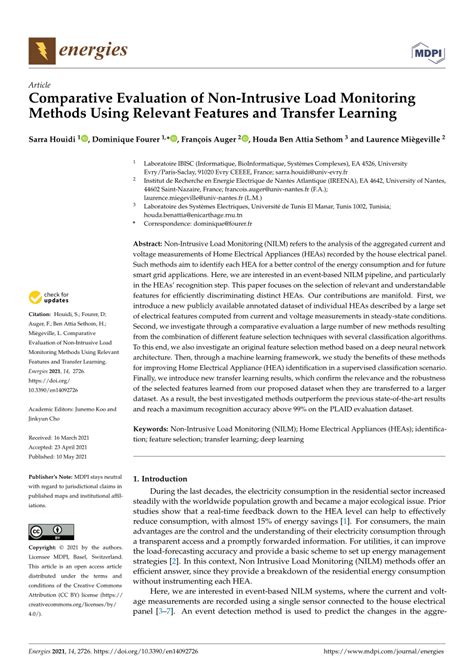 PDF Comparative Evaluation Of Non Intrusive Load Monitoring Methods Using Relevant Features