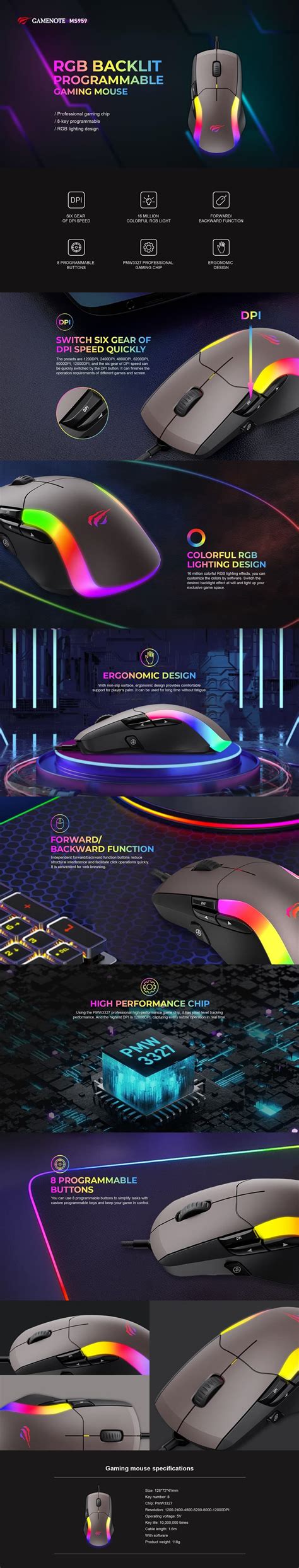 Havit Ms Rgb Backlit Programmable Gaming Mouse