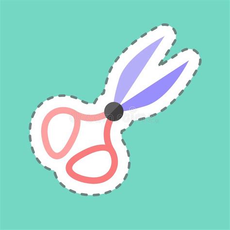 Sticker Line Cut Pair Of Scissors 2 Suitable For Tailor Symbol Simple Design Editable Design