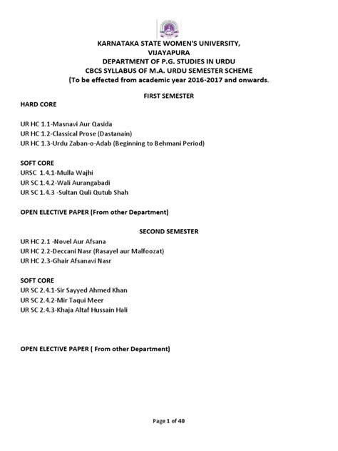 urdu syllabus pdf urdu indian literature