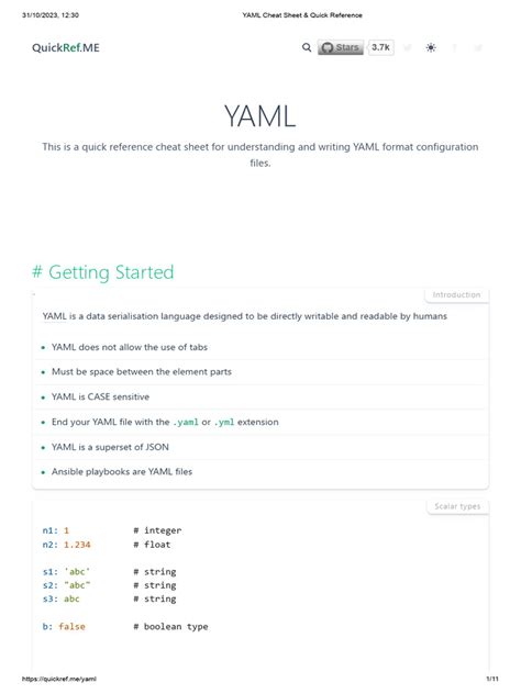 Yaml Cheat Sheet And Quick Reference Pdf Pdf Computer Science