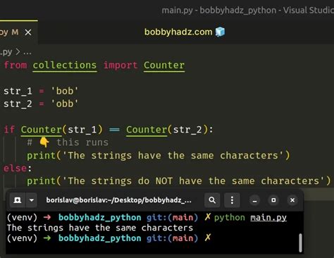 Check If Two Strings Have The Same Characters In Python Bobbyhadz