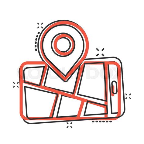 Smartphone Map Icon In Comic Style Mobile Phone Gps Navigat Colourbox