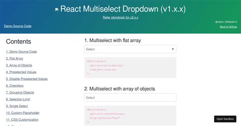 Multiselect React Dropdown Forked Codesandbox