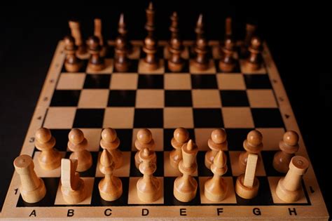 체스판에 흰색과 검은 색 나무 조각 검은 색 배경에 게임 중에 설정 된 체스 판 결정에 대한 스톡 사진 및 기타 이미지 결정 경기 스포츠 경쟁자 Istock
