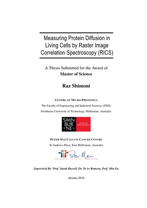 Measuring Protein Diffusion In Living Cells By Raster Image Correlation