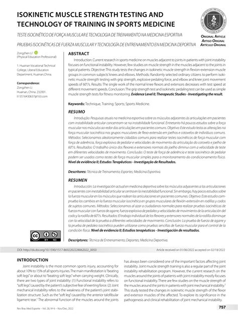 Pdf Isokinetic Muscle Strength Testing And Technology Of Training In Sports Medicine