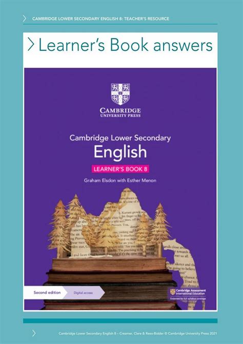 Cambridge Lower Secondary English Learners Book 8 Answers In 2023 Secondary English English