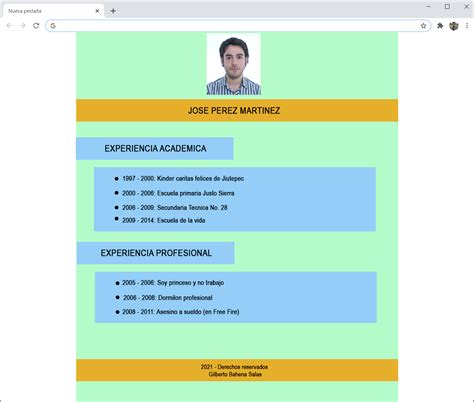 Programar Un Curriculum Html Con Formatos Css