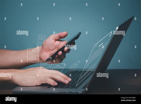 Document Management System Concept Business Man Using Computer Online Holding Folder And