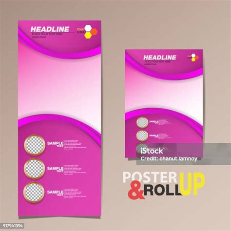 롤업 하 고 포스터 사업 브로셔 전단지 배너 디자인 세로 서식 파일 벡터 커버 프레 젠 테이 션 추상적인 기하학적 배경 X배너와 깃발 배너 현대 간행물 광고에 대한 스톡