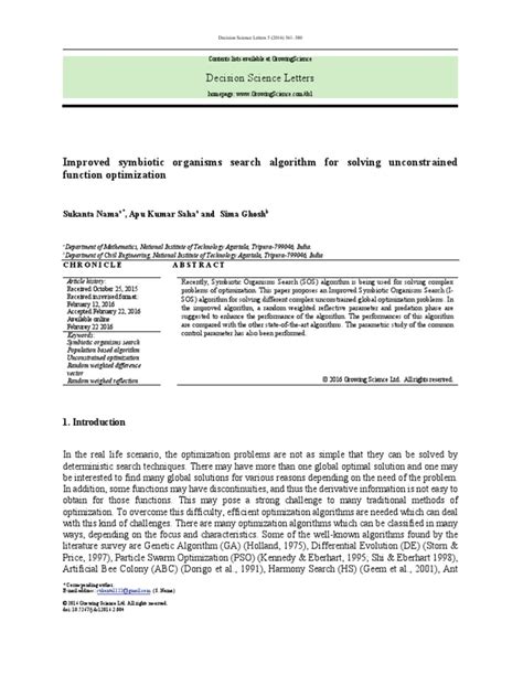 improved symbiotic organisms search algorithm for solving unconstrained function optimization