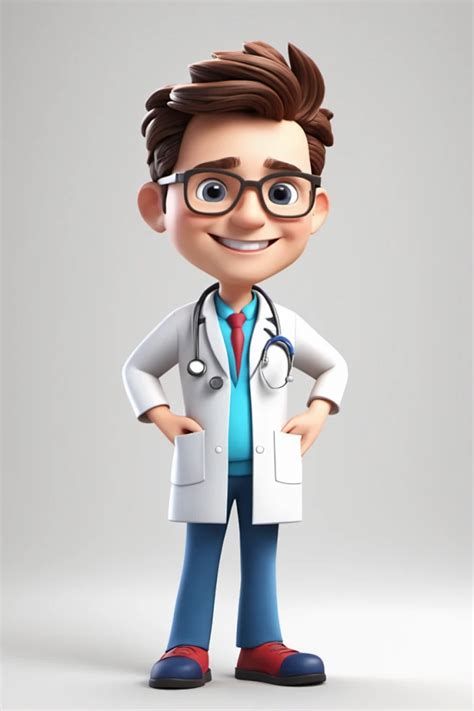 Ai数字艺术医生人物卡通形象背景插图 花瓣网