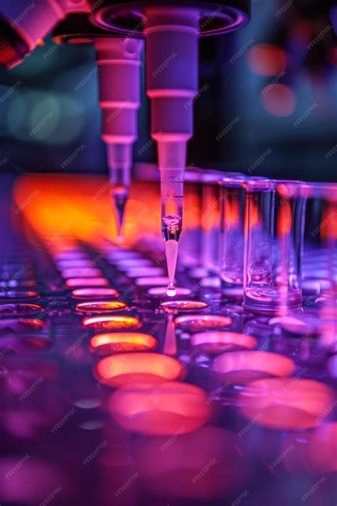 Premium Photo Automated Laboratory Pipetting Liquid Handling In