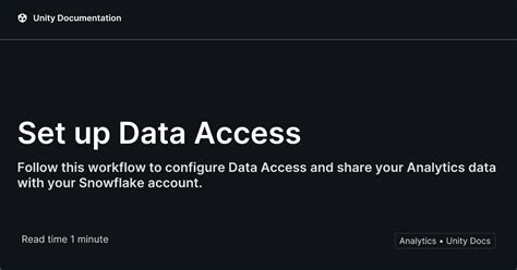 Set Up Data Access • Analytics • Unity Docs