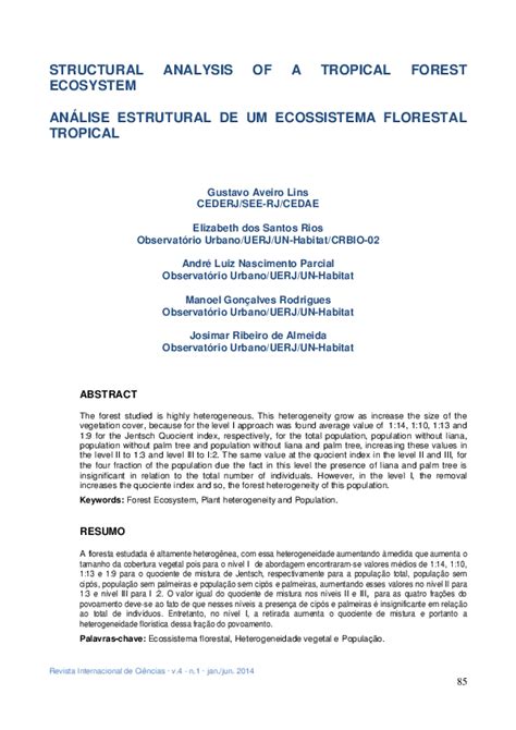 Pdf Structural Analysis Of A Tropical Forest Ecosystem