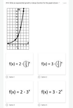 Tables And Graphs Of Exponential Functions Google Forms Homework