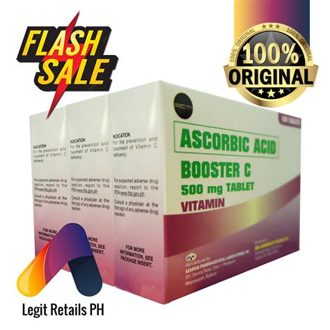 Authentic Ascorbic Acid Vitamin C 500 Mg Booster C 100 Tablets Per