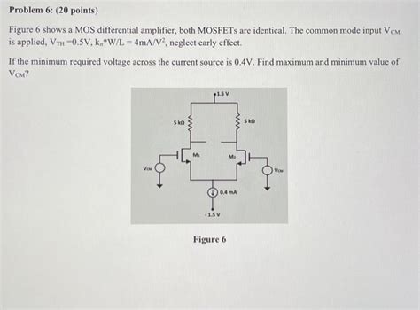 Solved Figure 6 Shows A Mos Differential Amplifier Both