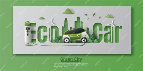 Premium Vector | Electric car banner design with ev charger station in ...