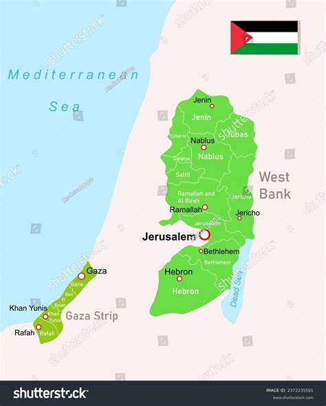 Palestine Regions Map Education Vector Illustration Stock Vector