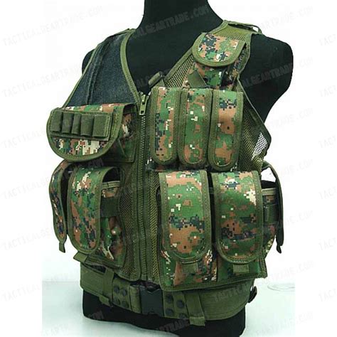 Deluxe Airsoft Tactical Combat Mesh Vest Digital Camo Woodland For 4199