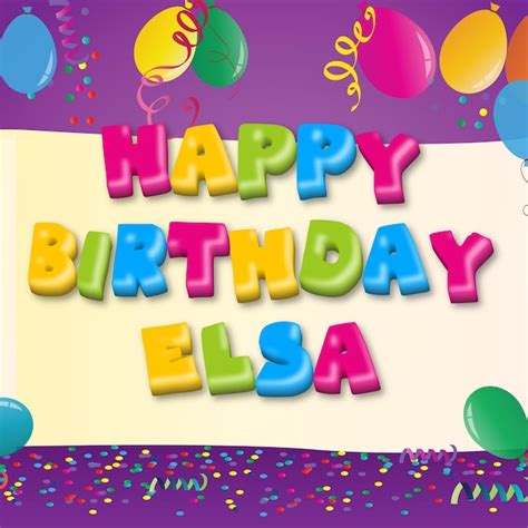 Premium Photo Happy Birthday Elsa Gold Confetti Cute Balloon Card