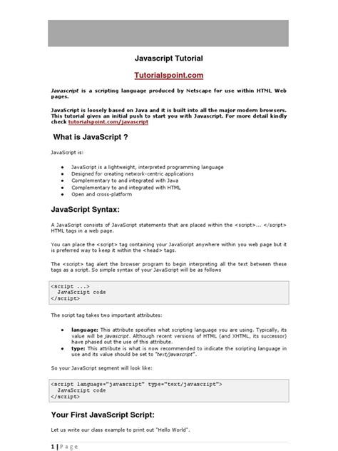 javascript tutorial pdf control flow java script