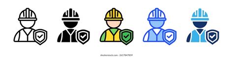 construction safety icon collection multiple styles stock vector