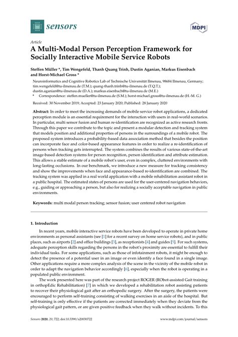 Pdf A Multi Modal Person Perception Framework For Socially