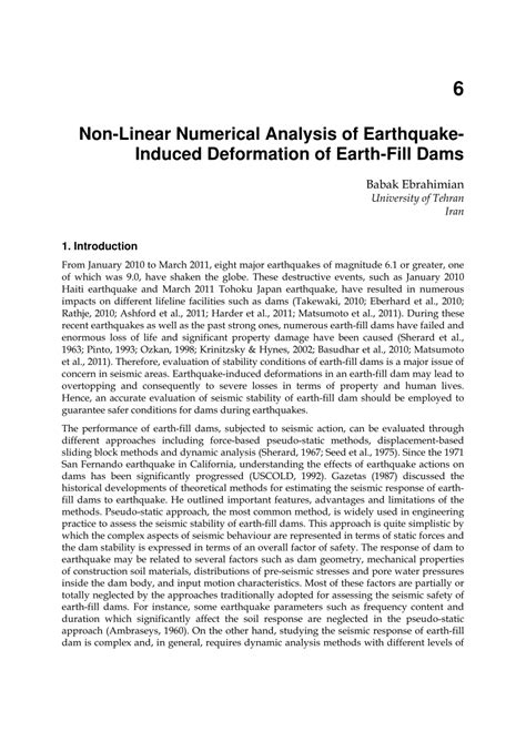 Pdf Non Linear Numerical Analysis Of Earthquake Induced Deformation Of Earth Fill Dams