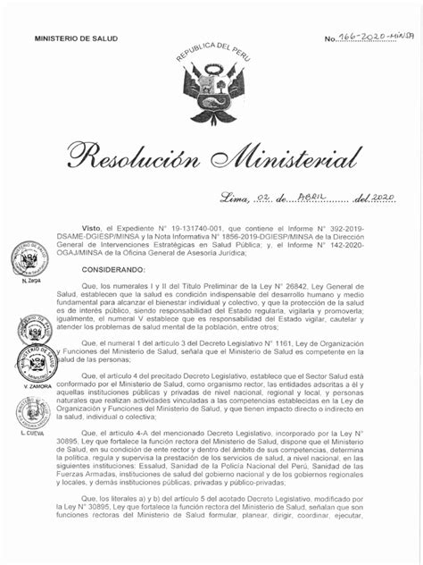 Rm 166 2020 Minsa Y Anexos Tea Expo Pdf