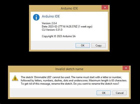 Invalid Sketch Name R Arduino