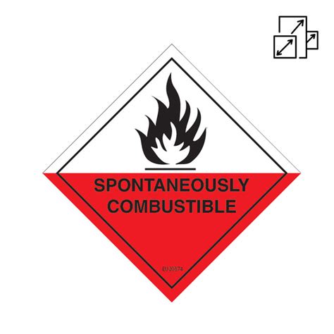 Sign Spontaneously Combustible 4 Class Label Diamond Blackredwhite D